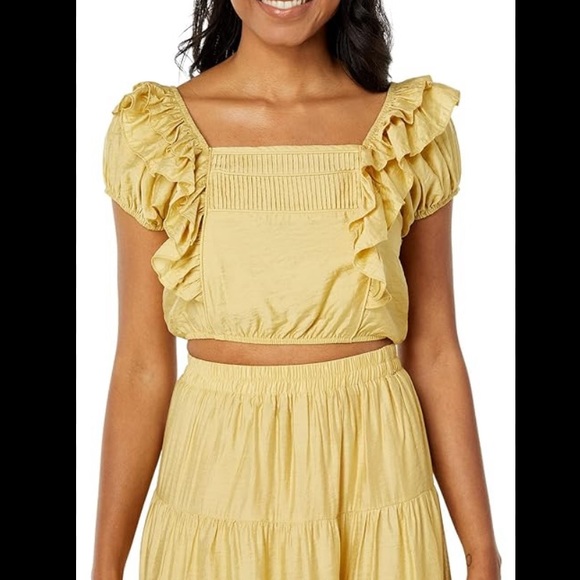 Tops | Yellow Ruffled Crop Top | Poshmark